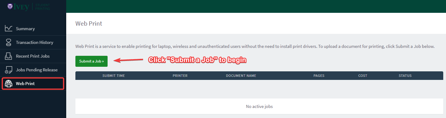 Student Web Printing